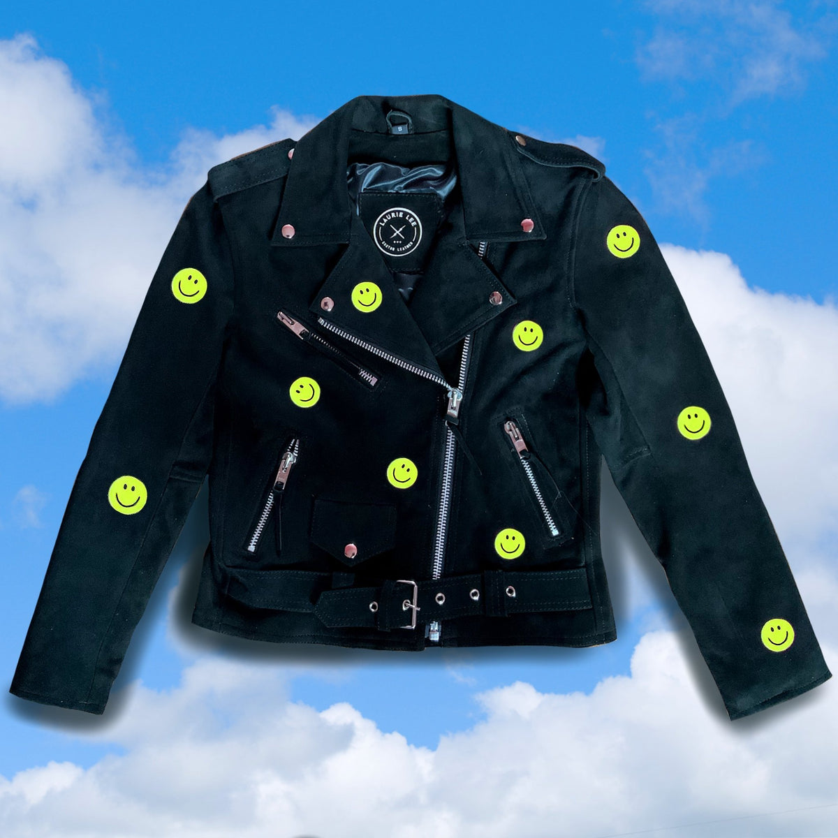 Suede Smiley jacket yellow | laurieleestudio