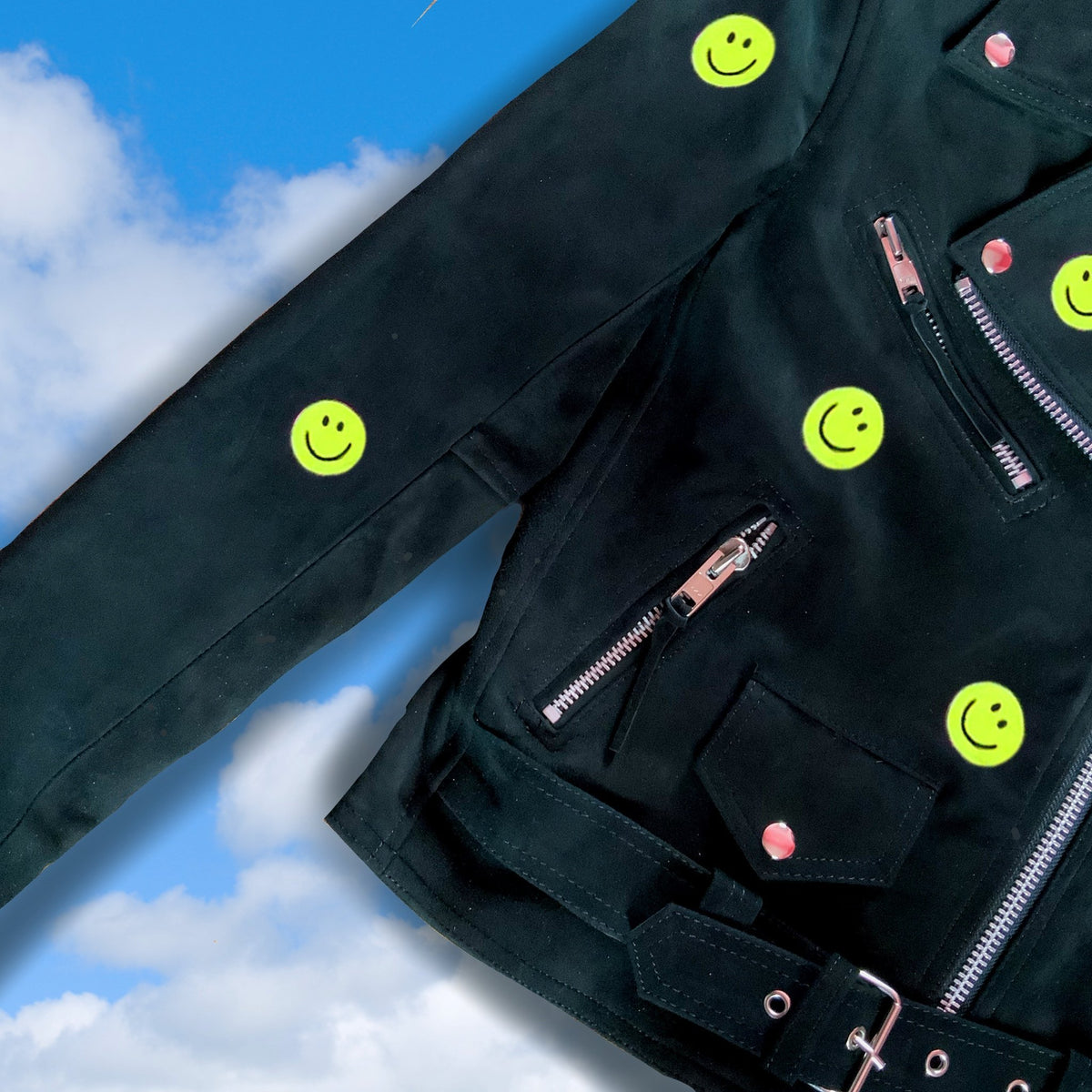 Suede Smiley jacket yellow | laurieleestudio